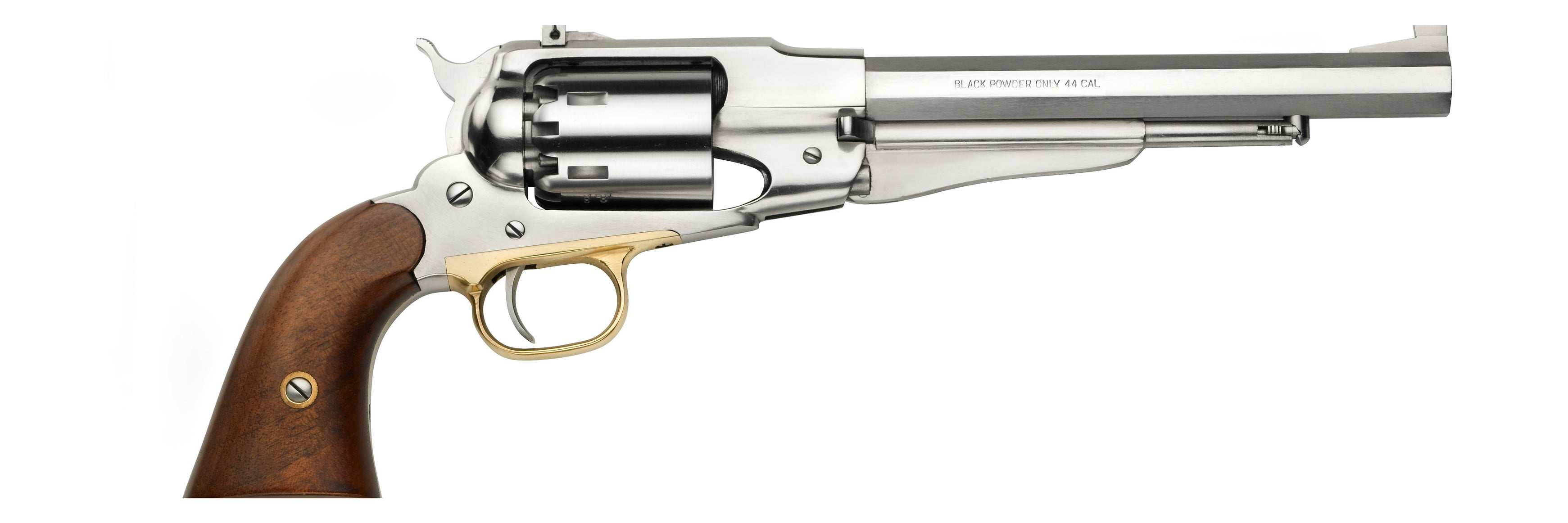 Pietta 1858 Remington Nickel Black Powder Revolver | .44 Cal | Muzzle ...
